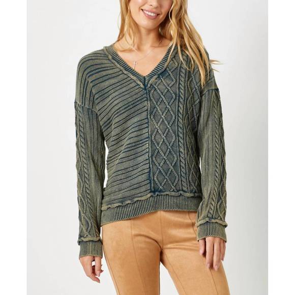 Mystree | Sweaters | New Mystree Anya Washed V Neck Sweater In Teal ...